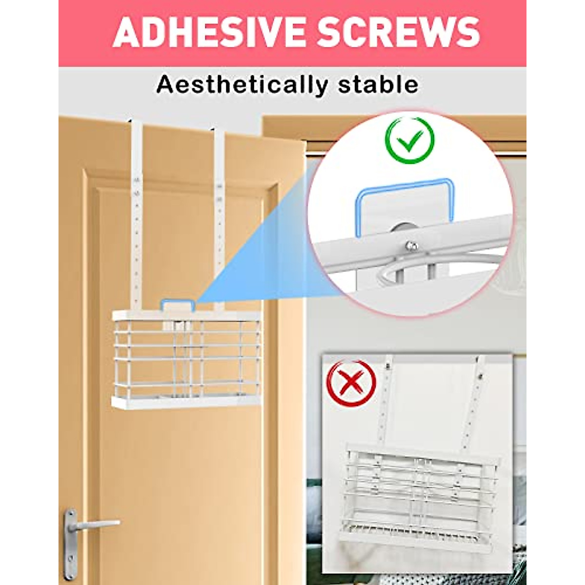 Hair Dryer Holder, REFLYING White Hair Dryer Organizer Wall Mounted, 8 Adjustable Height, Over Door Cabinet Hair Dryer Stand Holder Hands Free, Hair Dryer Holder Stand, Hair Straighteners,3 Sections