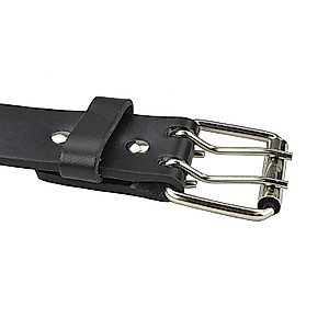 Belle Donne - Women's Double Grommet Leather Jeans Belt, Black , Size L(37"-39")