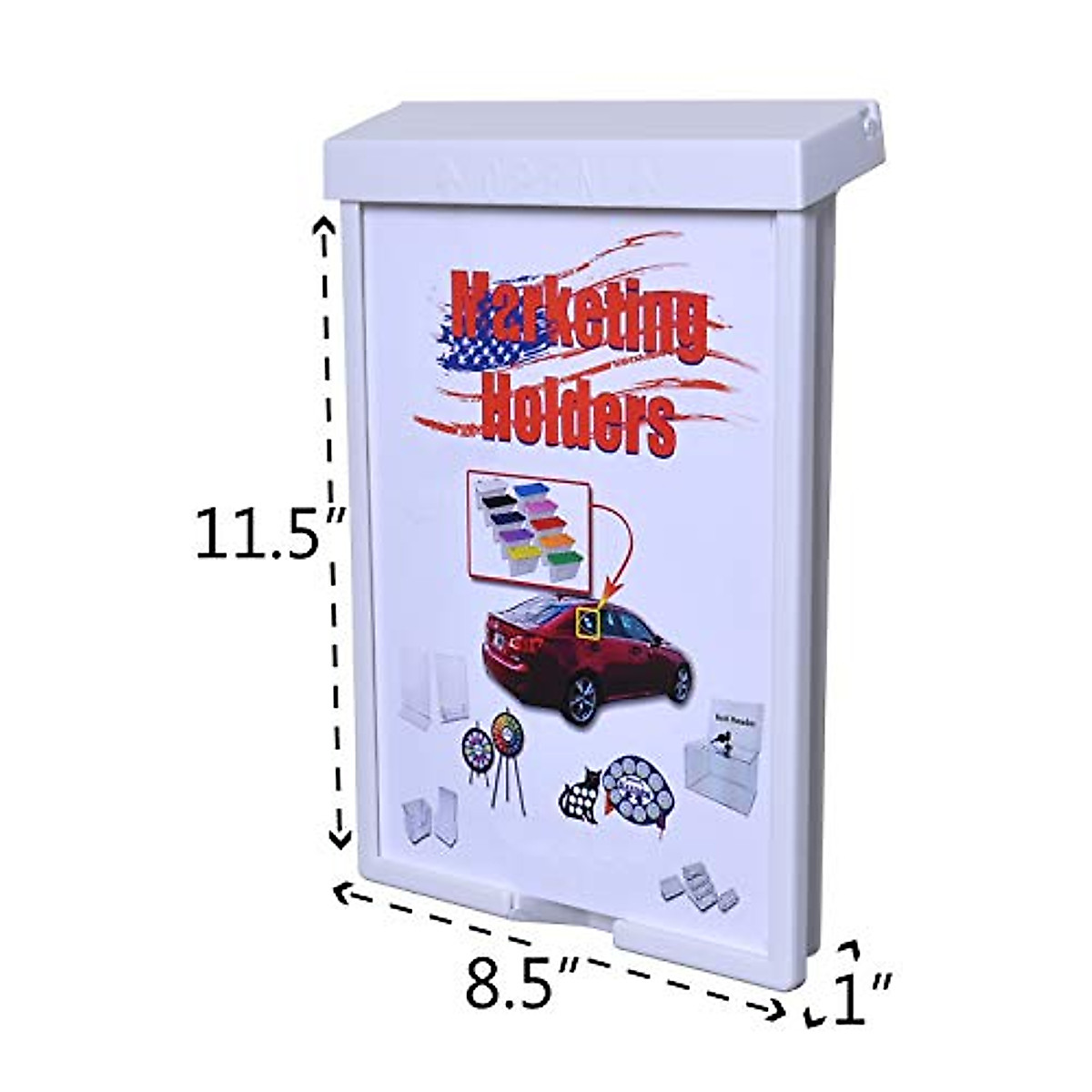 Set of 6, Outdoor Literature Dispenser for 8.25 x 11 Pamphlets with Clear Front Panel, Hinged Top Lid, Semi-Waterproof Brochure Holder for Wall Mount - Plastic, White