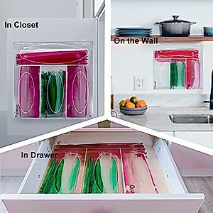 BTYEEUYI Ziplock Bag Storage Organizer For Kitchen Drawer, Super Clear Baggie Organizer, Sandwich Bag Organizer Acrylic Food Bags Dispenser, Easy to Refill And Take out, Fits Ziplock Bag, Hefty