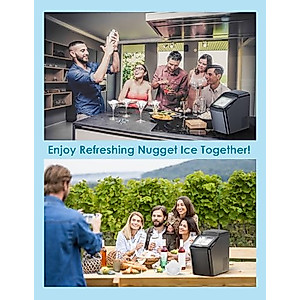 Oraimo Nugget Ice Maker, Ice Makers Countertop, 26 Lbs/Day Tooth-Friendly Chewable Ice with Self-Cleaning & Auto Water Refill, Sonic Pebble Ice Maker Machine for Party, RV, Home and Kitchen