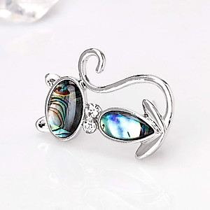 WCB1FPu Cat Brooch Pins for Women Fashion Scarf Buckle Alloy Rhinestone Animal Brooch