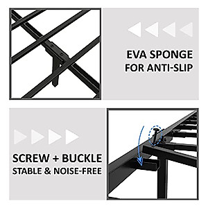 AMERLIFE King Size Bed Frame Industrial Platform Bed with Charging Station, 2-Tier Storage Headboard/No Box Spring Needed/Noise-Free/Dark Brown