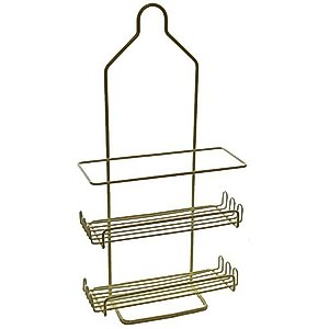 YBM Home Hanging Shower Caddy with 2-Tier Shelves and Hooks for Shampoo, Conditioner, and Soap, Towels, Razors and More - 1, Beige