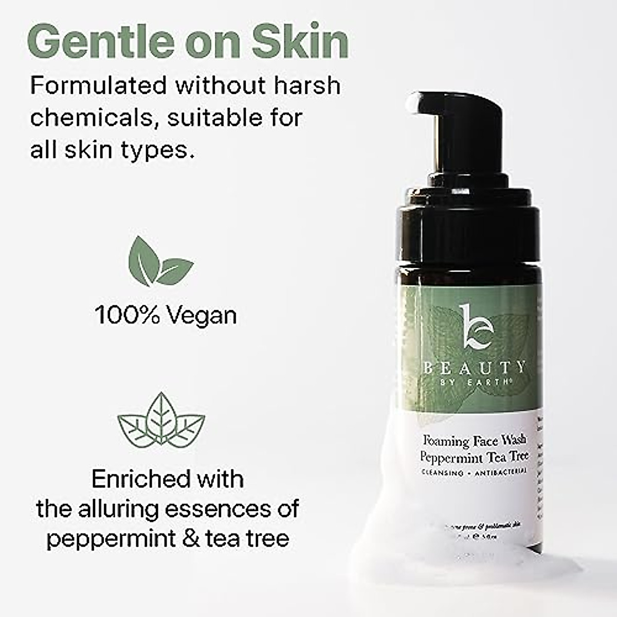 Foaming Face Wash - Peppermint Tea Tree Foaming Cleanser, Made with Hydrating Ingredients, Acne Face Wash for Women & Mens, Men Face Wash for Acne, Acne Cleanser, Natural Face Wash For Oily Skin