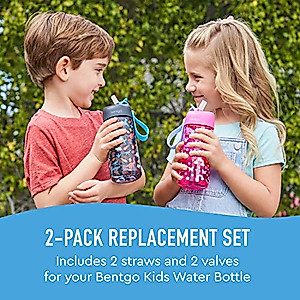Bentgo® Kids Water Bottle Replacement Straws - 2-Pack of Reusable, Leak-Proof, & BPA-Free, Safe-Sip Straws & Valves for Bentgo Water Bottles (BGKDCP)