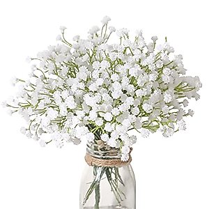 Veryhome 10PCS 30 Bunches White Babys Breath Flowers Artificial White Fake Flowers Gypsophila DIY Floral Bouquets Arrangement Wedding Home Decor（VASE NOT Included）