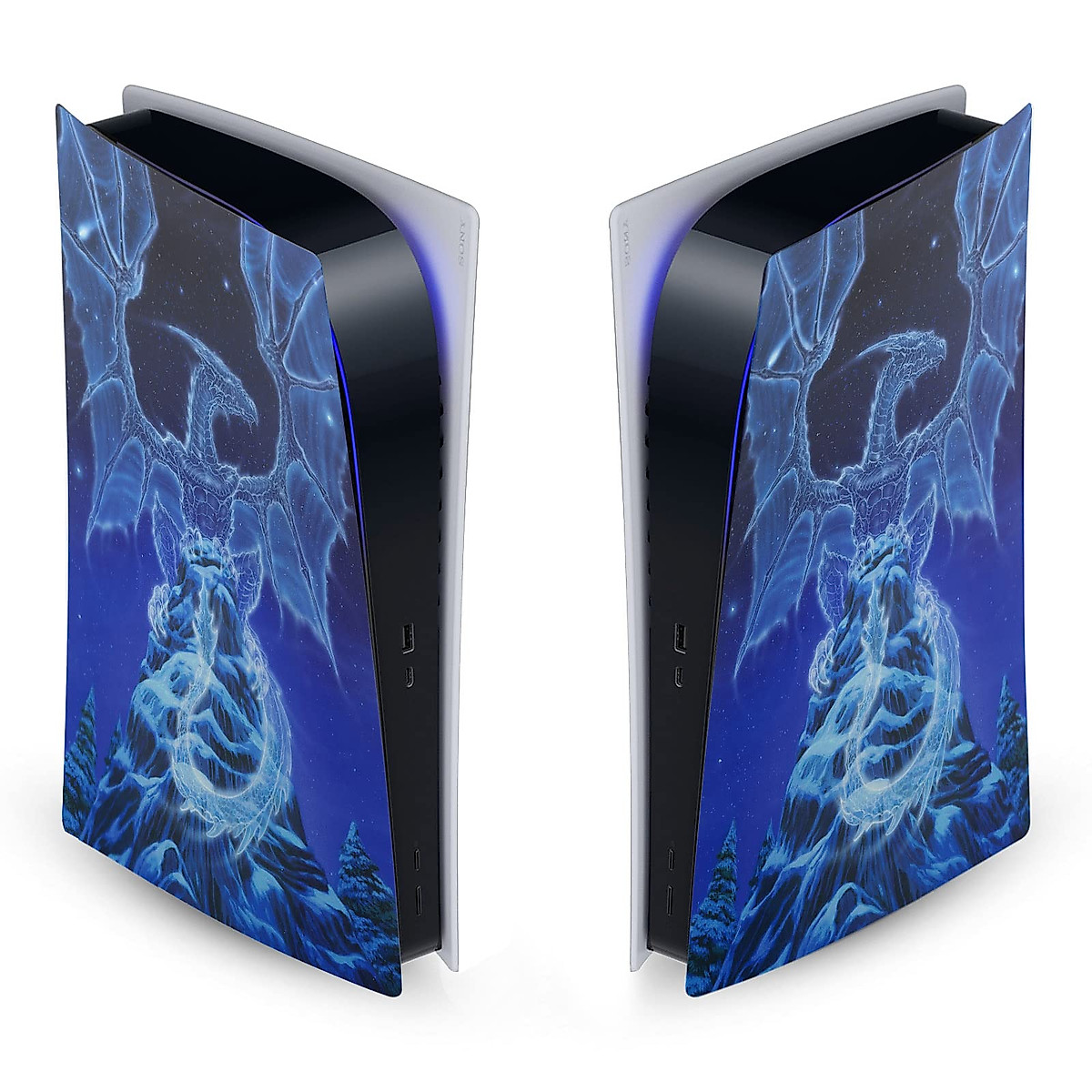 Head Case Designs Officially Licensed Ed Beard Jr Winter Spirit Dragons Vinyl Faceplate Sticker Gaming Skin Decal Cover Compatible with Sony Playstation 5 PS5 Digital Edition Console