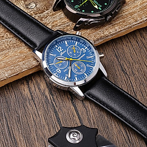 Berfine 22mm Black Calf Leather Watch Band Replacement,Extra Soft Watch Strap for Men Women