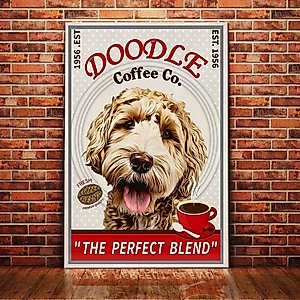 Goldendoodle Dog Coffee Retro Metal Tin Sign Vintage Sign for Home Coffee Garden Wall Decor 8x12 Inch