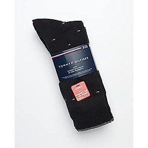 Tommy Hilfiger Men's 5 Pack Allover Flag Pattern Dress Crew Socks, Classic Black, Shoe Size 7-12