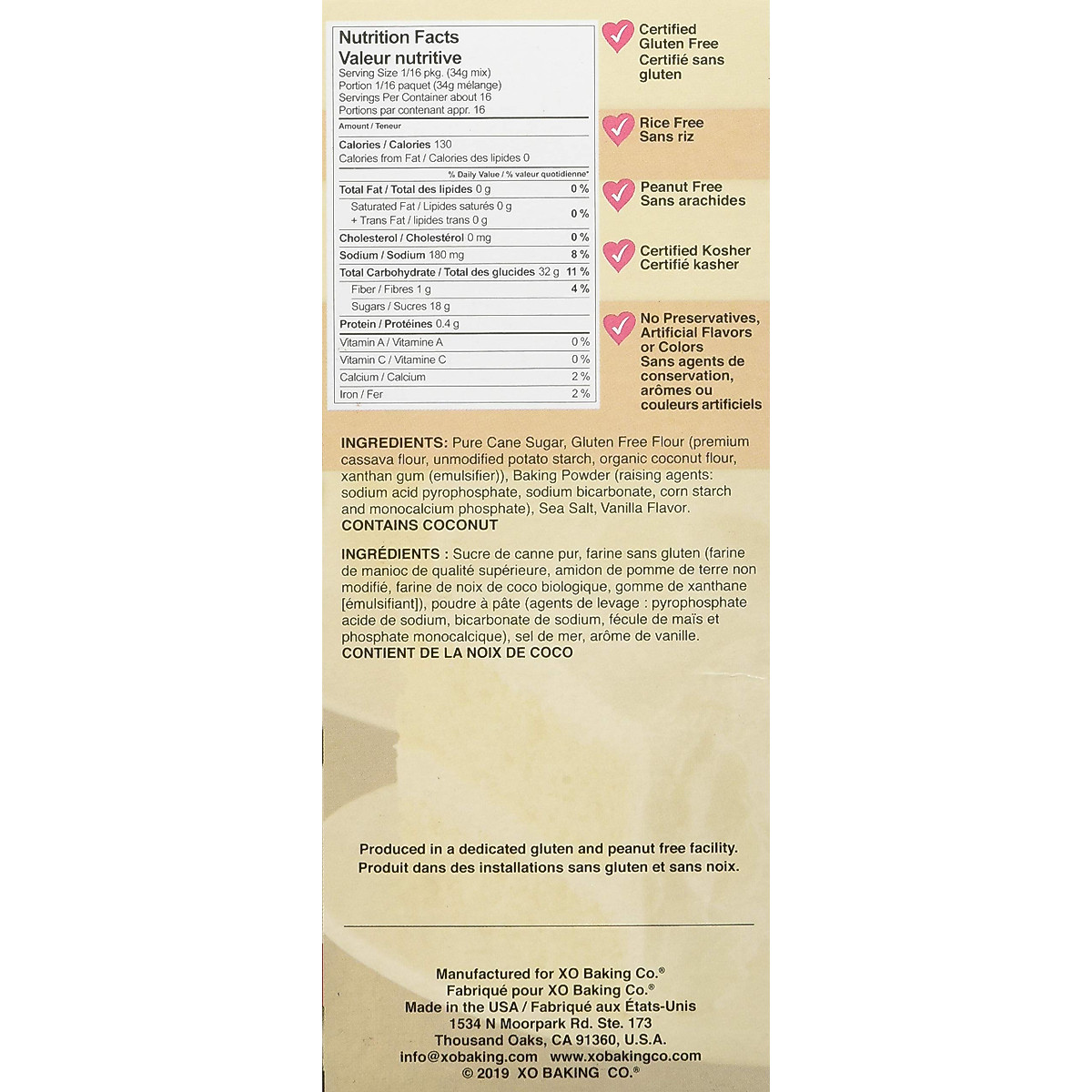 XO Baking Co. Vanilla Cake Mix - Flavorful Non-GMO Certified Vanilla Cake Baking Mix - No Preservatives or Artificial Flavors