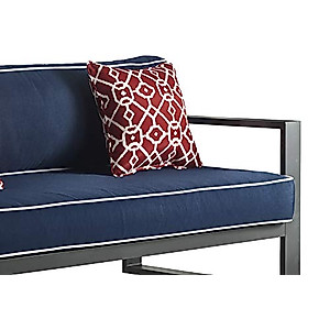 Tommy Hilfiger Monterey Modern Patio Outdoor Furniture Collection, Weather Resistant, Metal Frame, Sofa, Navy Blue & Dark Gray
