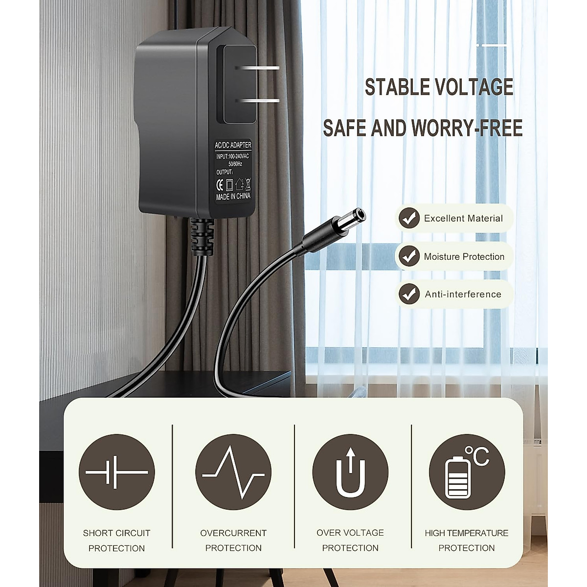 6V 500mA Adapter Power Supply [6 Volts 0.5 Amps] AC to DC Plug 5.5 x 2.1mm & 2.5mm for 6volt 500mA 400mA 300mA 200mA 100mA Equipment, Extra Long 3.3ft Cord