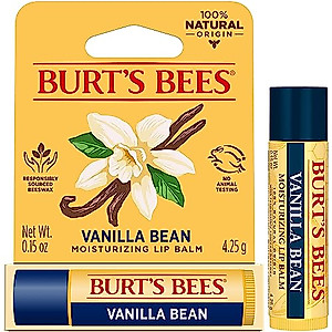 Burt's Bees Vanilla Bean Lip Balm, Lip Moisturizer With Responsibly Sourced Beeswax, Tint-Free, Natural Conditioning Lip Treatment, 1 Tube, 0.15 oz.
