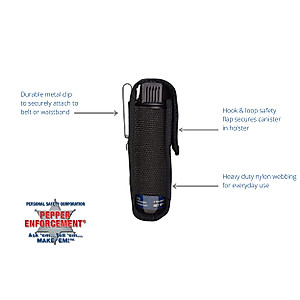 Pepper Enforcement Metal Belt Clip Holster for 4 oz. Canisters - Tactical Pouch Police Duty Belt - Pepper Spray Not Included