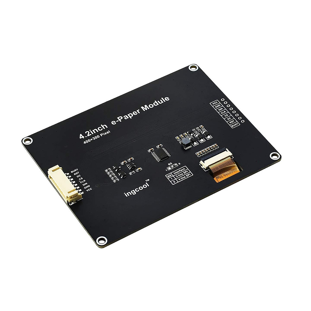 Ingcool 4.2inch e-Ink Display Module, 400x300 Resolution Two-Color E-Paper Display epaper Screen Compatible with Raspberry Pi,Arduino,Nucleo SPI Interface Support Full Refresh