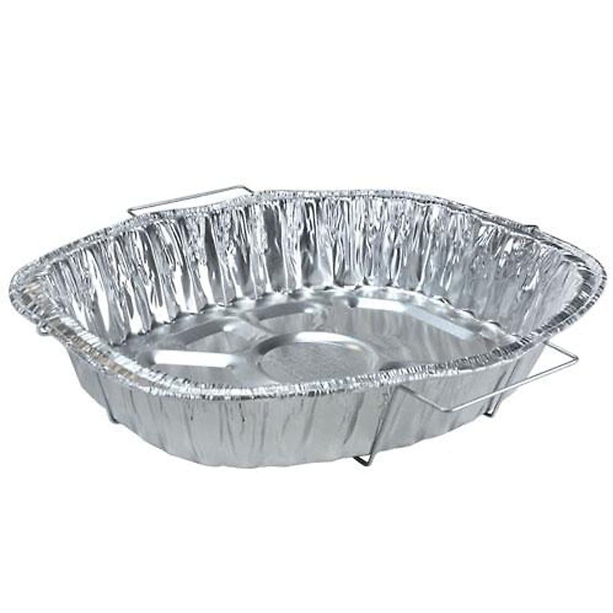 Nicole Fantini Disposable Aluminum Oval Roaster pan with Handle Rack 18.25 L X 13 W X 3.5'': Qty 10, Silver