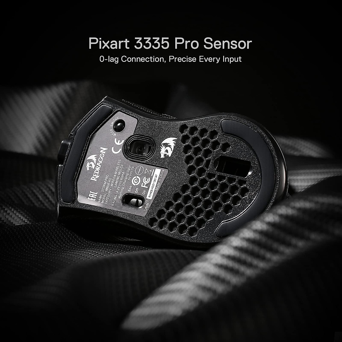 Redragon M808 Storm Pro Wireless Gaming Mouse, RGB Honeycomb Form - 16,000 DPI Optical Sensor - Programmable Macro Buttons - Precise Registration