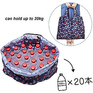 ZEWZE Reusable Shopping Bag, Foldable, Washable Grocery Tote with Pouch, environmental protection, light, small and portable (Cat (blue)+Cat (yellow))