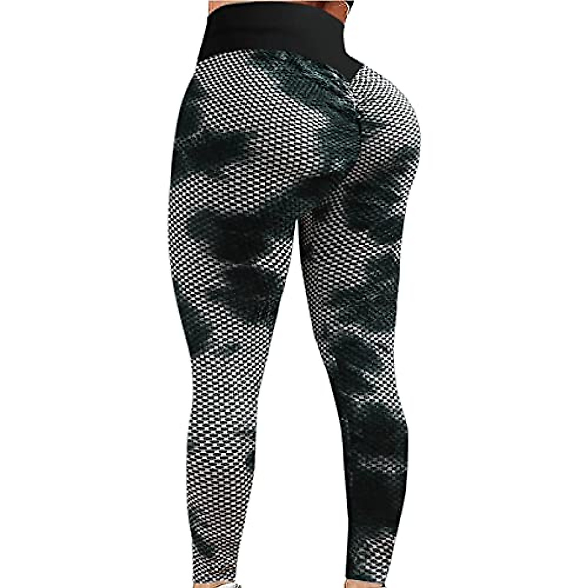 Bblulu Women's High Waist Yoga Pants Tie-Dyed Tummy Control Active Ruched Butt Lifting Stretchy Leggings Textured Booty Tight
