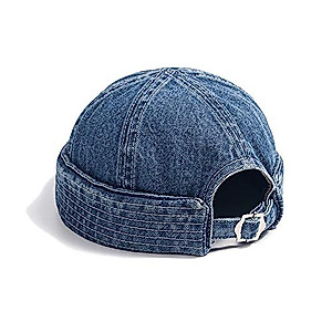 Croogo Beanie Docker Cap Brimless Hat Skullcap Denim Retro Worker Rolled Cuff Harbour Hat No Visor Sailor Hats Landlord Hat