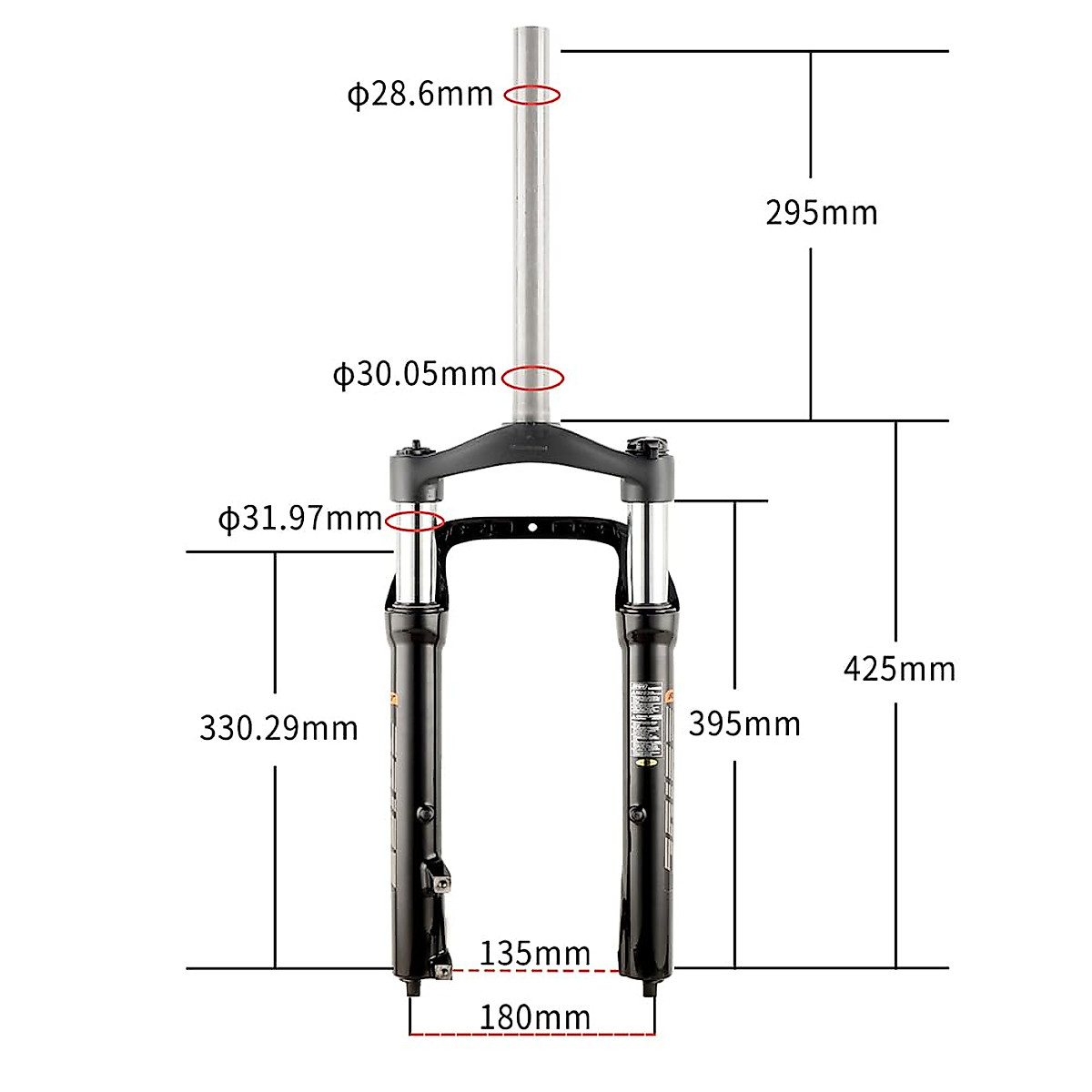 RST Syvrac Electric Bike Snow Bike 20inch Forks Aluminum Alloy for 4.0’’ tire Snow Mountain Bike Spread 135MM Bicycle Fat Suspension Fork