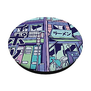 Vaporwave City Japan Japanese Pink Purple Blue Synthwave PopSockets PopGrip: Swappable Grip for Phones & Tablets