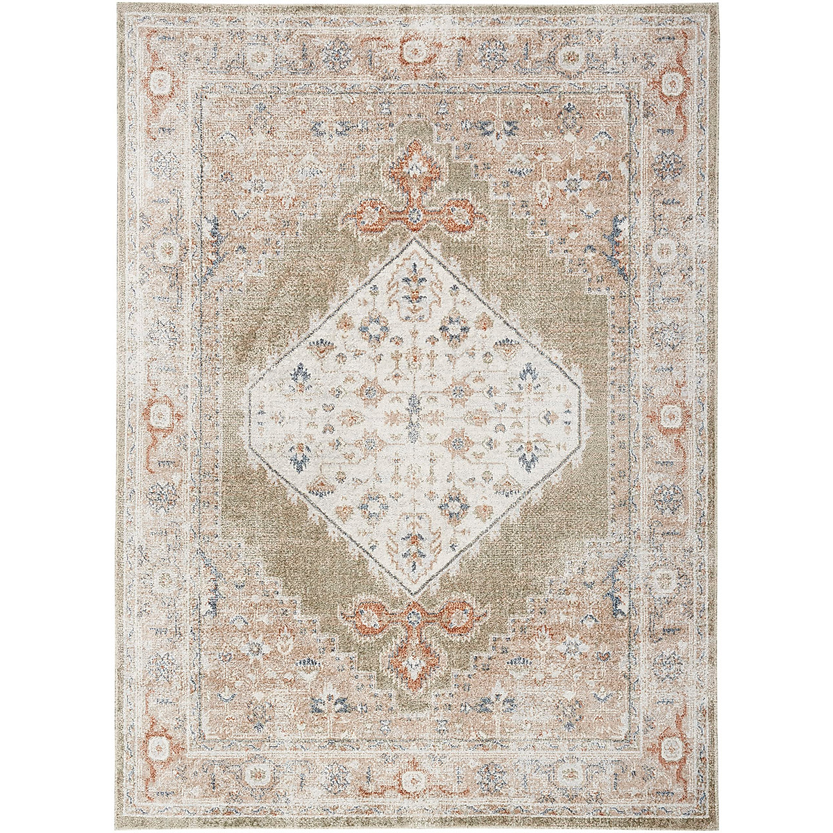 Nourison Astra Machine Washable Bohemian Sage Multi 5'3" x 7' Area -Rug, Easy -Cleaning, Non Shedding, Bed Room, Living Room, Dining Room, Kitchen (5x7)
