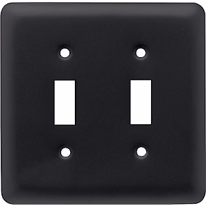 Franklin Brass Stamped Round (1-Pack) Decorative Light Switch Cover Matte Black 2-Gang Wall Plate Double Switch/Toggle Plate Covers Electrical Outlet Covers W10246-FB-C