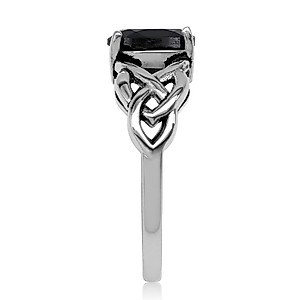 Silvershake 1.5 ct Natural 8X6mm Oval Black Onyx Stone 925 Sterling Silver Celtic Knot Solitaire Ring Jewelry Size 11.5