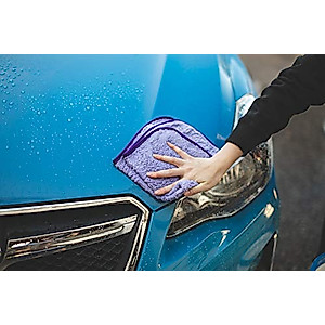 The Rag Company - Minx Royale - Professional Microfiber Detailing Towels, Premium 70/30 Blend, Super Plush, Rinseless & Waterless Wash, Buffing & Polishing, 400gsm, 16in x 16in, Lavender (6-Pack)