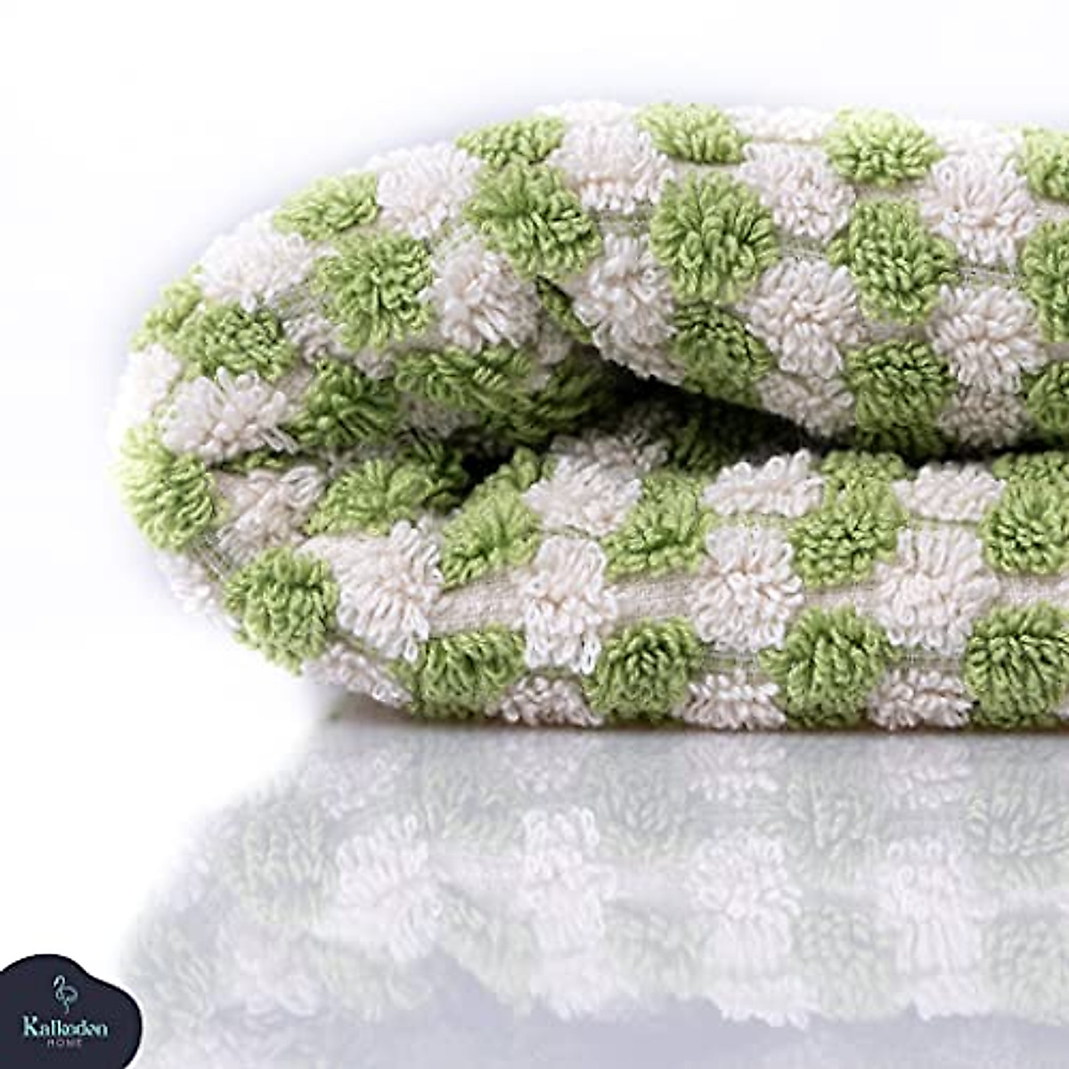 Organic Turkish Cotton Hand Towels for Bathroom | 17 x 35 Inches | Large Soft Plush Fluffy Highly Absorbent Towels for Kitchen, Hand and Face | Decorative Boho Hand Towel (Green, Hand Towel)