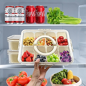 2 Pack Snackle Box with Clear Lids and Handle, Divided Serving Tray Portable Snack Platter No-Spill Snack Box Charcuterie Container Organizer for Travel, Salad Bar, Fridge, Camping, Fishing, Party