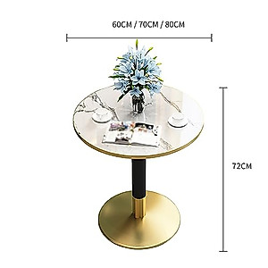Dining Table, Coffee Table, 60cm Marble Effect Top Sofa Tables w/Sturdy Metal Frame, Modern Round Side Table for Kitchen, Dining Room, Cafe(Size:60 * 60 * 72CM,Color:C)