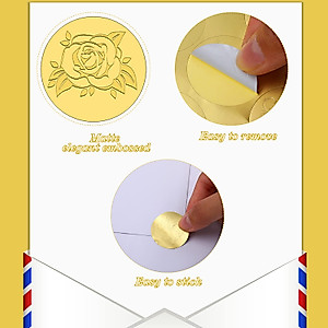 540 Pcs Gold Embossed Envelope Seals Stickers Flowers Plants Self Adhesive Seal Stickers Wax Seals Stickers for Wedding Invitations Greeting Cards Party Certification DIY, 6 Styles