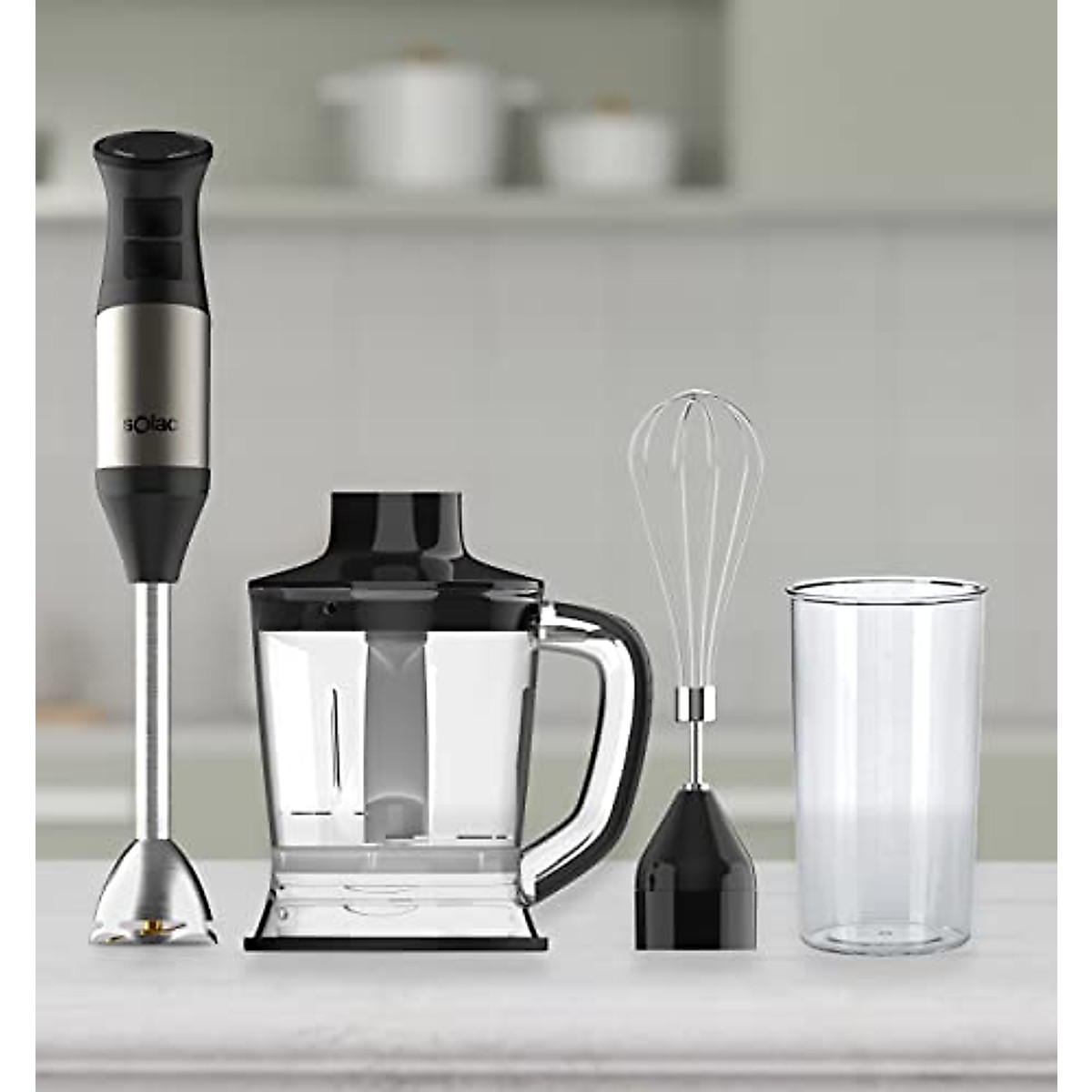 Solac Professional 1000W* Stainless Steel Hand Blender w/Accessories Kit,Standard,SJK-1172