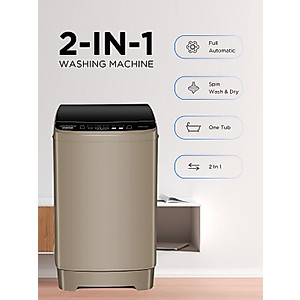 F.W.WOOLWORTHS 17.7 lbs Full-Automatic Washing Machine with LED Display, Laundry Washer with Drain Pump, 10 Wash Programs 8 Water Levels Washer & Spinner for Home, Apartment, Dorms, Gold