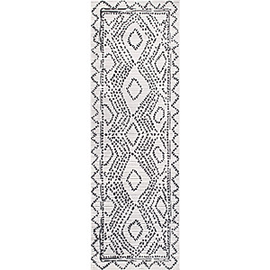 nuLOOM Mila Moroccan Diamond Trellis Runner Rug, 2' x 6', Grey