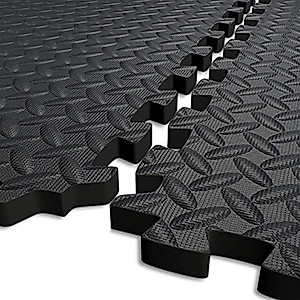Epic Fitness Foam Gym Floor Tiles - Interlocking Floor Mats for Home Gym - Non-Slip Noise-Dampening Eva Foam Squares (6 Pack)