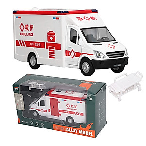 TYTOGE Ambulance Toy Car Alloy High Simulation Friction Powered Wheels Emergency Vehicle Toy with Light and Sound for Kids
