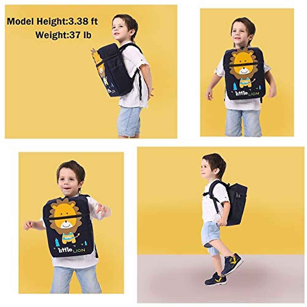 willikiva Cute Zoo Little 3d Backpack Kid Backpacks for Boys and Girls Toddler Backpack Waterproof School Bag Safety Harness Leash (Lion)