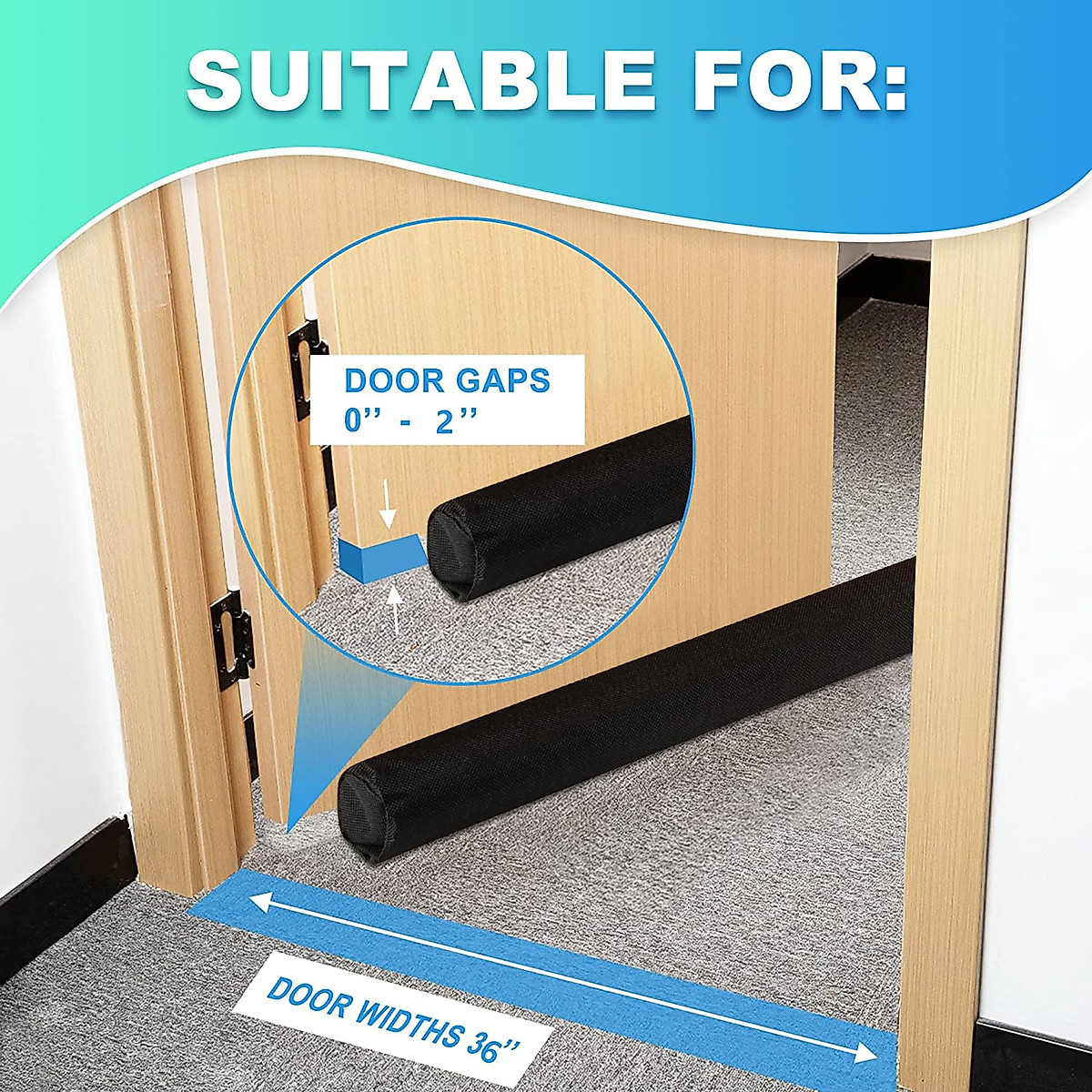DNC Draft Door Stopper 36 Inches, Thicken and Bold Draft Guard for Interior Door, Easy to Install, Sound Proof Reduce Noise Keeping Warm in and Cold Out