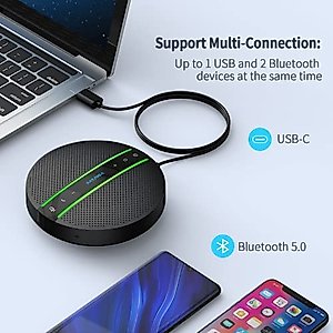 KAYSUDA Bluetooth Conference Speakerphone Wireless Microphone and Speaker for Mobile Phone and Computer, USB Office Speakerphone for Skype, Zoom