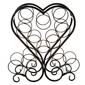 MyGift Metal Wine Bottle Rack, Tabletop 12-Bottle Wine Rack Holder with Heart Shaped Scrollwork Design