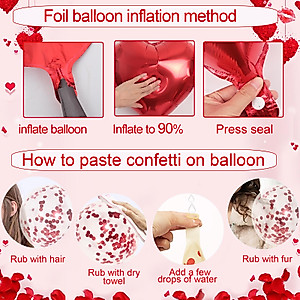 Red Valentines Day Decorations with Red Heart Balloons and Love Balloon, Fake Rose Petals for Wedding Decor, Anniversary Decorations Romantic with red Latex Balloons and Heart Hanging Decor