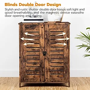 HOOBRO 2-Tier Cat Litter Box Enclosure, Double Layer Hidden Litter Box Furniture, Shutter Storage Cabinet, Multifunctional Hidden Cat Litter Box with Large Storage Space, Rustic Brown FG45MW01