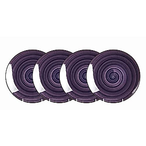 HomeVss, Stoneware Sonoma 16pc Dinnerware Set, Black + Speckled Spin Wash Purple, 16pc Set