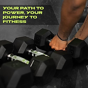 Rage Fitness Rubber Coated Dumbbell - No Roll Design Easy-Grip Steel Knurled Handle, Weights Dumbbell Set for Strength Training, Workouts - Ideal Weights Set for Home Gym - SOLD INDIVIDUALLY - Black (55 LB)