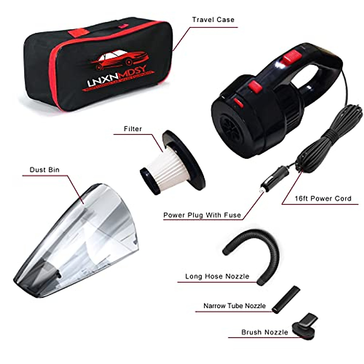 LNXNMDSY Car Wash Cleaning Detailing Kit 10Pcs with High Power Car Vacuum Interior and Exterior, Complete Car Care Kit.